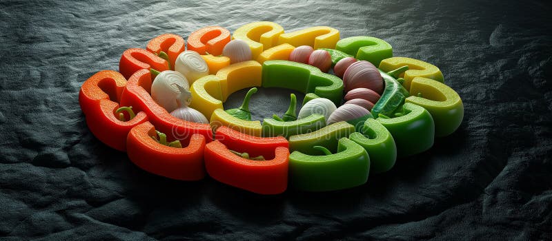 3D Render of Spiral Vegetable Arrangement, Generative AI Stock ...