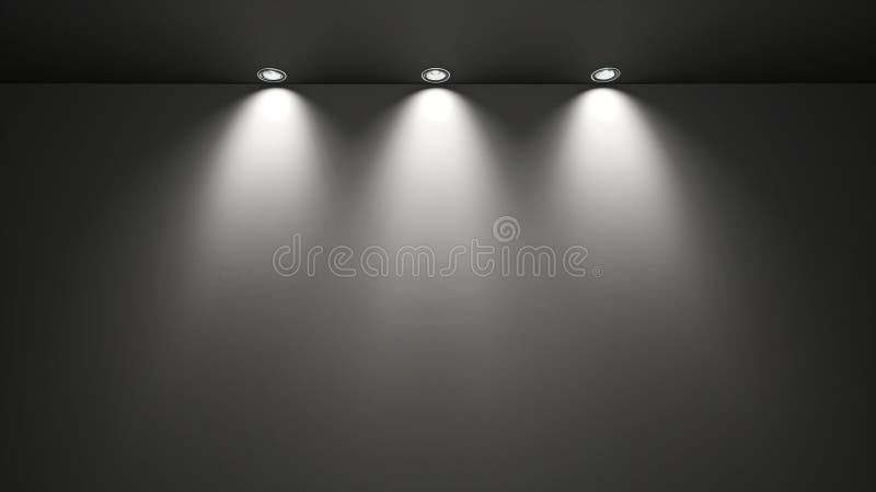 3d Render of Spotlights on a Black Wall with Copy Space Stock ...