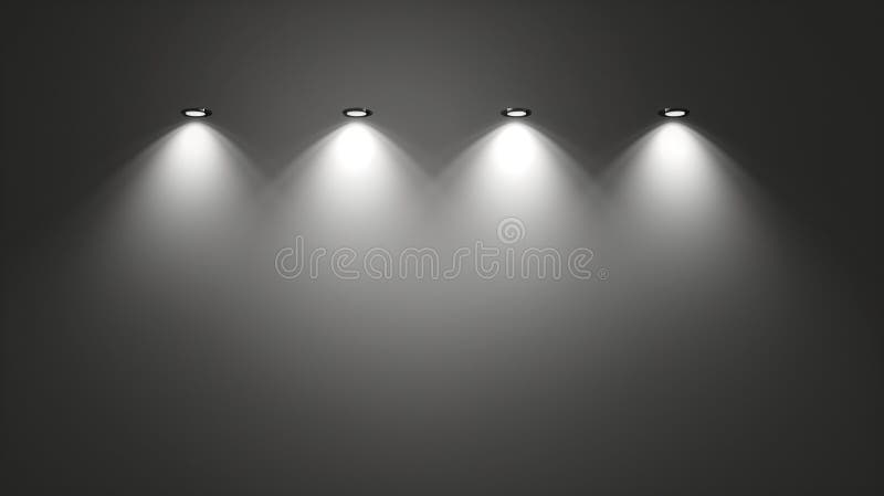 3d Render of Spotlights on a Black Wall with Copy Space Stock ...