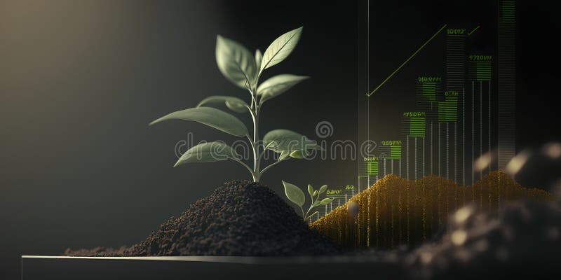 Tree Growing on a Bar Graph Showing Growth and Progress. 3d Rendering ...