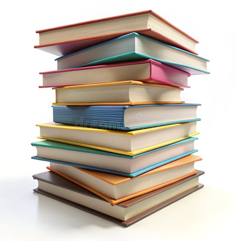 3D Render Stack of Books Icon Isolated on White Background Stock ...