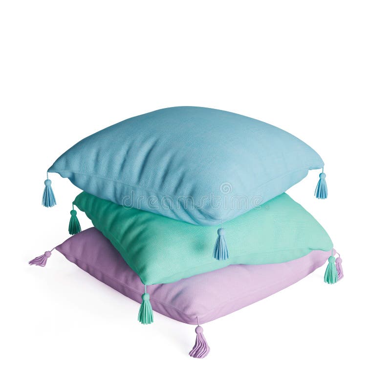 3D Render of a Stack of Colorful Cushions in Different Hues Stock ...