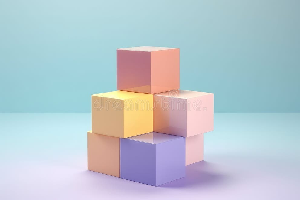 3d Render of a Stack of Pastel Cubes Stock Illustration - Illustration ...