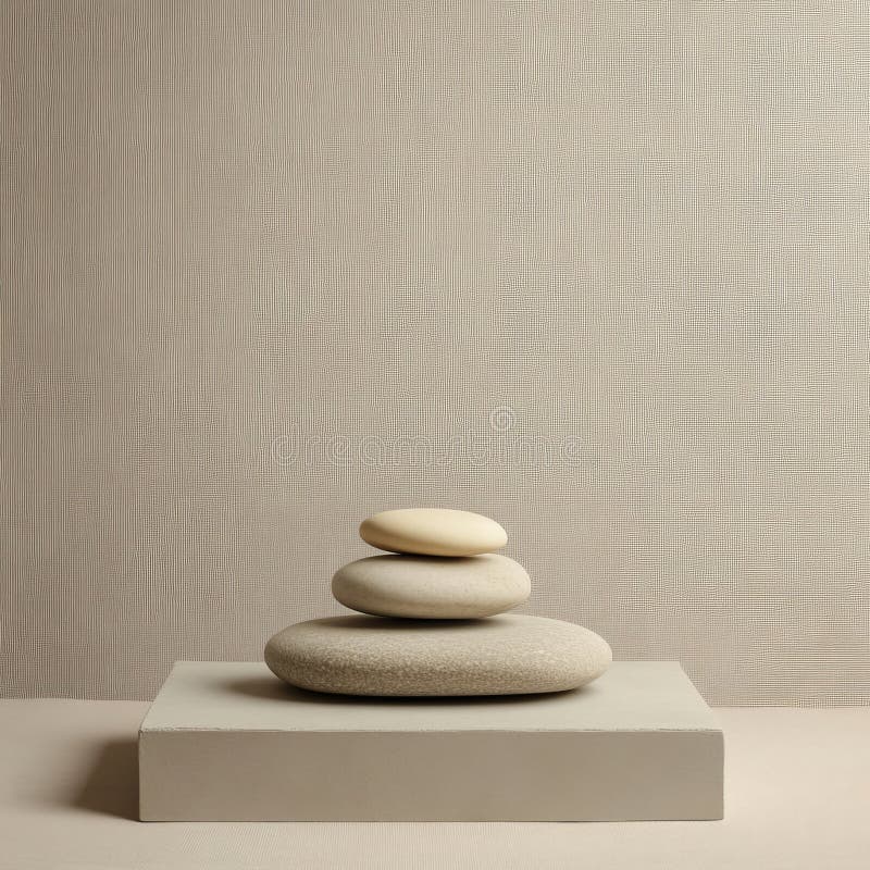 3d Render of Stack of Stones on a Beige Background. Stock Illustration ...