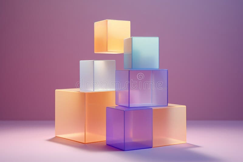 3d Render of a Stack of Translucent Cubes Stock Illustration ...