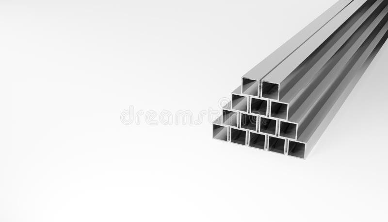 3d Render of Metal Pipes Stacked in a Pyramid Isolated on a White ...