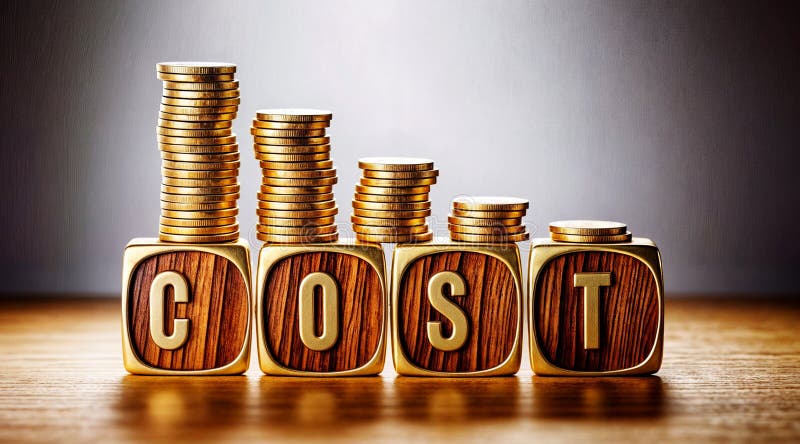 3d Render of Stacks of Decreasing Coins on the Block with Text Word ...