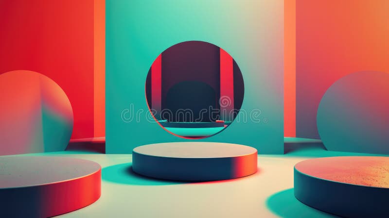 3d Render of a Stage with Blue and Red Lighting AIG51A Stock ...