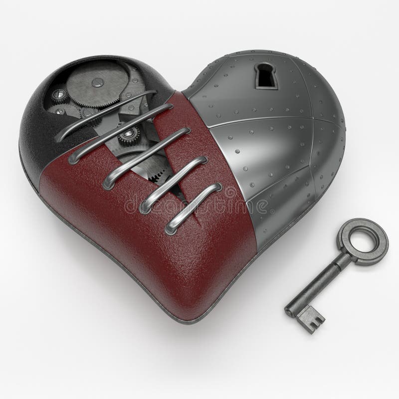 Render of 3d Steampunk Styled Heart Stock Illustration - Illustration ...