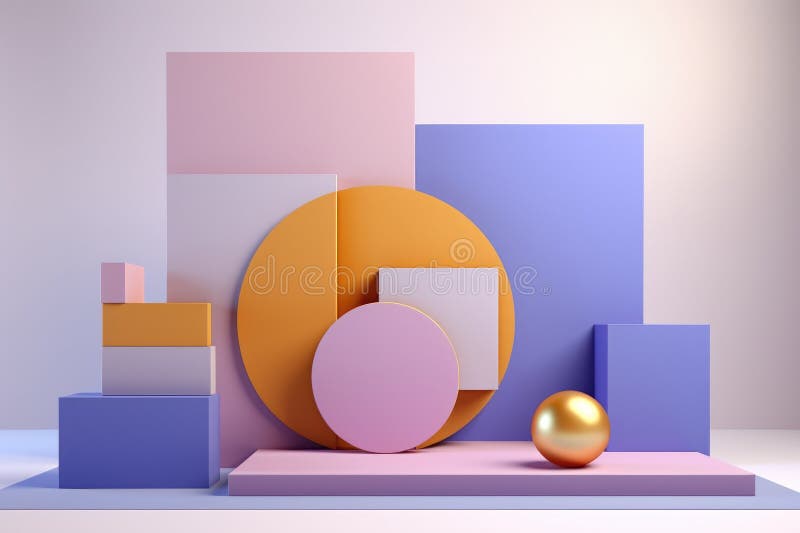 3d Render of a Still Life with Geometric Shapes in Pastel Colors Stock ...