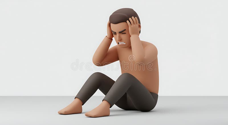3D Render of Stressed Man stock illustration. Illustration of anxiety ...