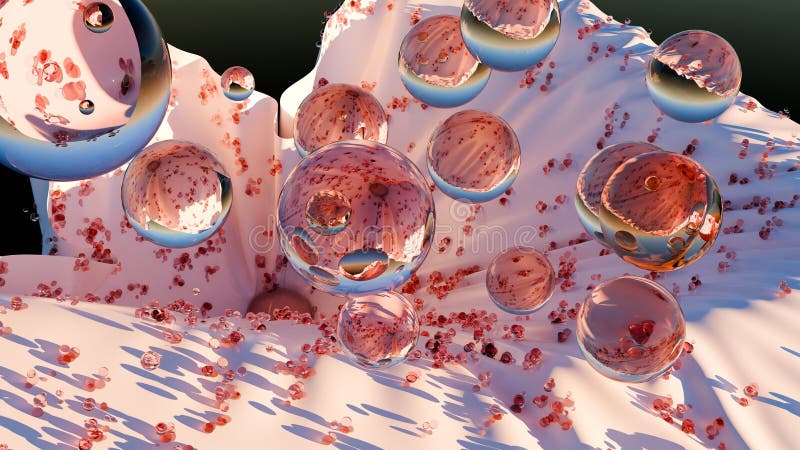 3d Render of Striking Glass Spheres Floating Over Wavy Fabric Surface ...