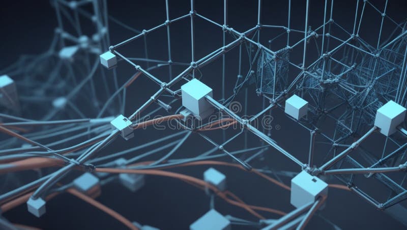 3D Render Structural Connection of Information. Data Transfer in ...