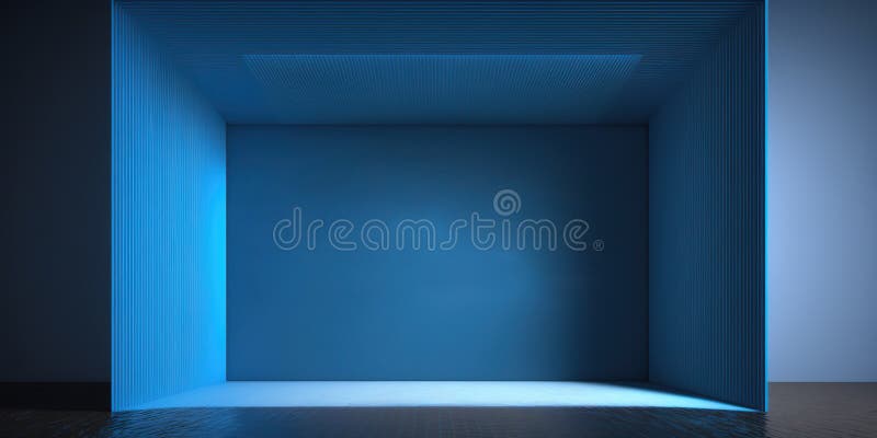 3D Render Style Empty Blue Room with Space for Advertisement. Stock ...