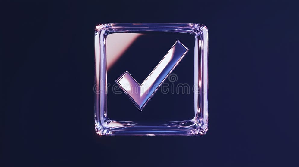 3d Render Style Floating Tick Icon in a Square Stock Illustration ...
