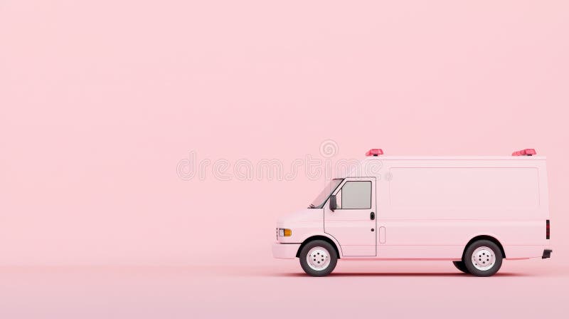 3D Render of a Stylized Emergency Vehicle on a Soft Pink Background ...