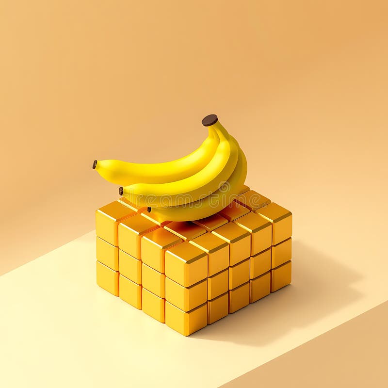 3D Render of a Stylized Golden Cube, Intricately Composed of Smaller ...