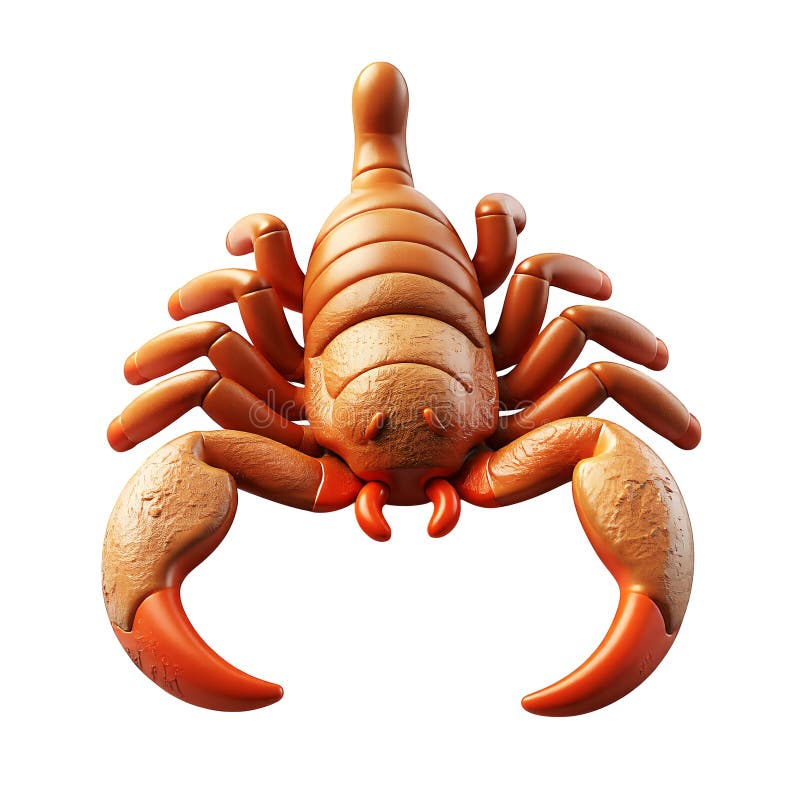 Stylized Orange Scorpion with Segmented Body Pincers and Stinger on ...