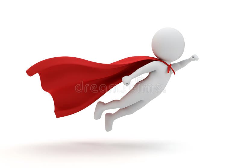 A 3D Render of a Superhero in Flight: Red Cape, White Figure, Dynamic ...