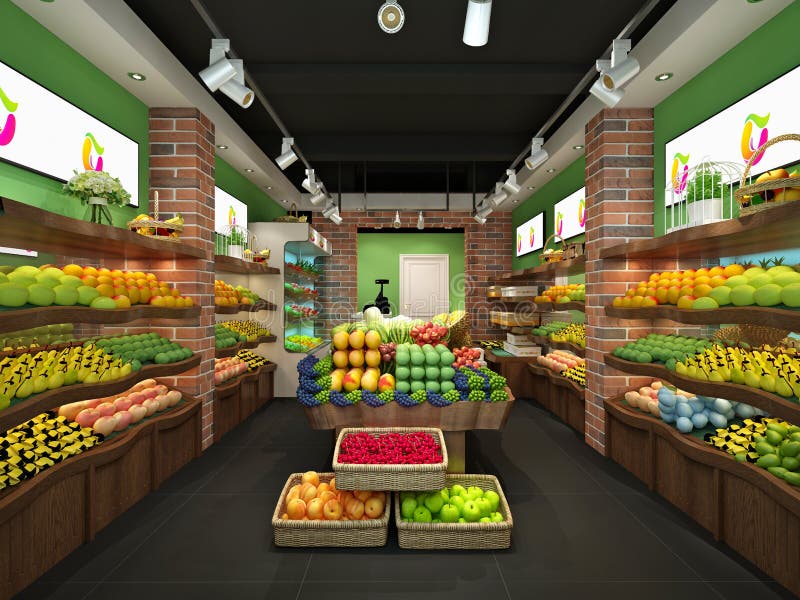 3D RENDER of SUPERMARKET GROCERY Stock Illustration - Illustration of ...