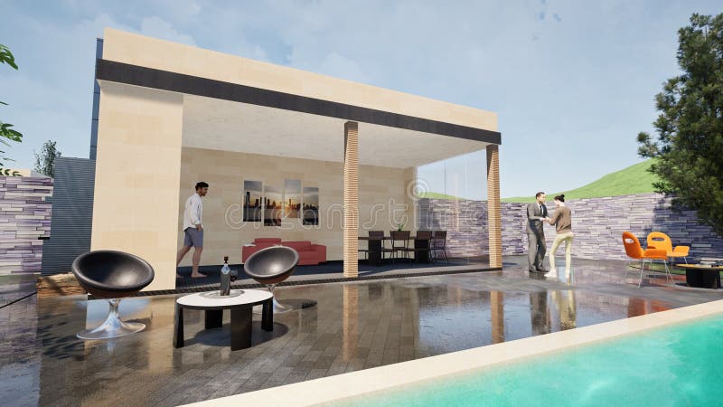 3D Render of a Swimming Pool Stock Illustration - Illustration of case ...