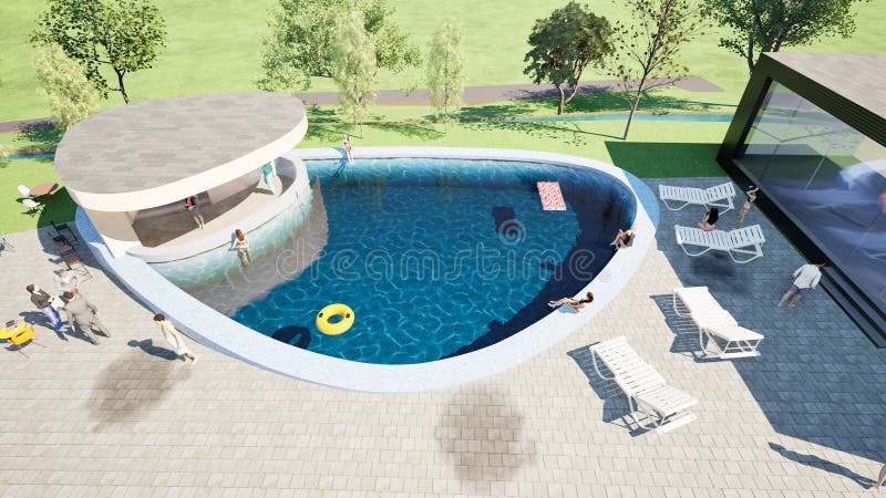 3D Render of a Swimming Pool Stock Illustration - Illustration of ...