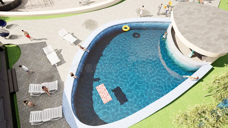 3D Render of a Swimming Pool Stock Illustration - Illustration of ...