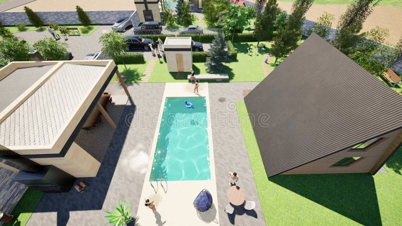 3D Render of a Swimming Pool Stock Illustration - Illustration of ...