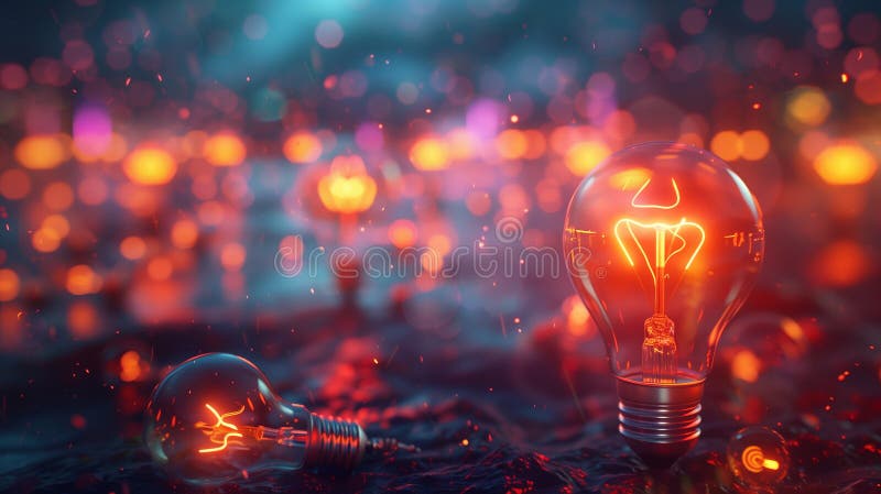 Through a 3D Render, the Synergy of Digital Networks and Light Bulb ...