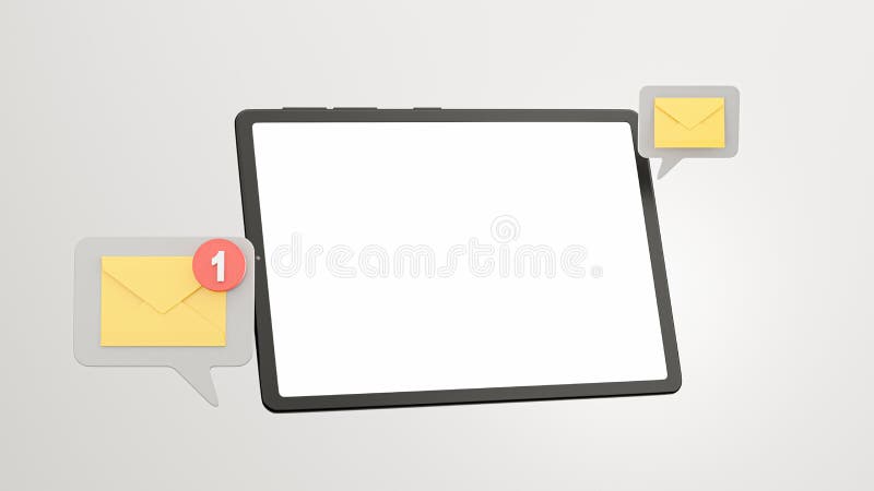 Tablet with Email Notification Icon for Your Mockup Design Stock ...