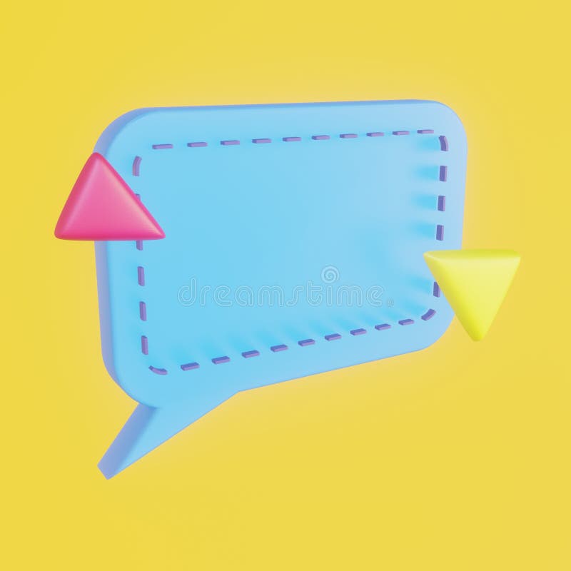 3D Render Talk Square Rectangle Balloon Stock Illustration ...