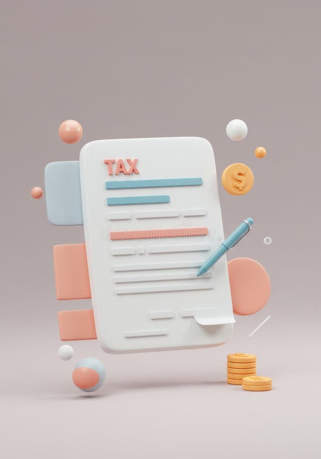 3D Render of Tax Form with Pastel Colors and Minimalist Design Stock ...