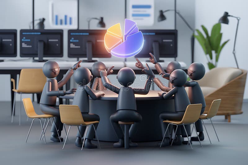 Teamwork Data Analysis Meeting Pie Chart Strategy Session Stock ...