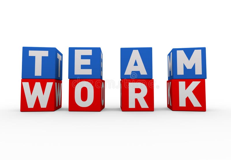 3d Render of Team Work Boxes Cubes Stock Illustration - Illustration of ...