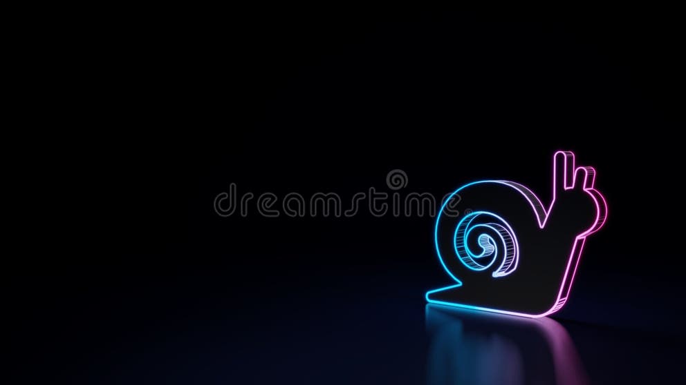 3d Glowing Neon Symbol of Symbol of Snail Isolated on Black Background ...