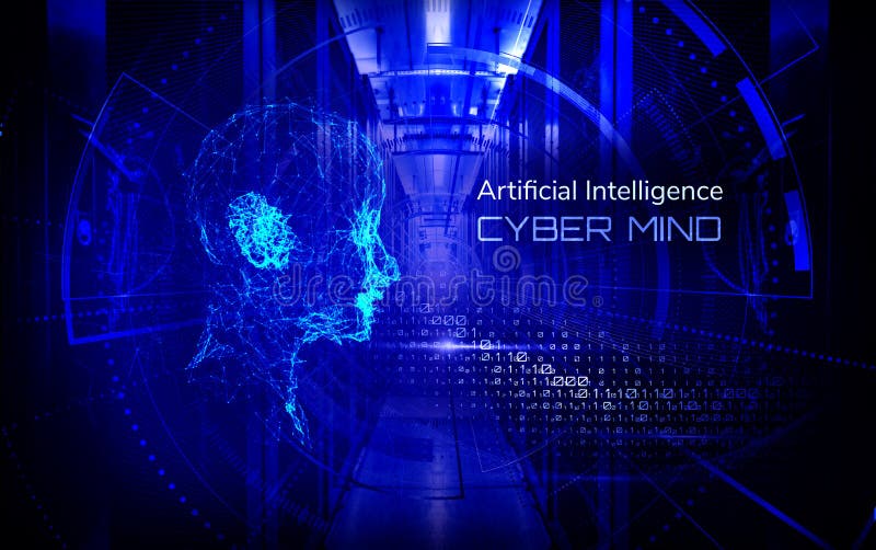 3D Render Technology Background of 3d Grid Head with Lines and Lens ...