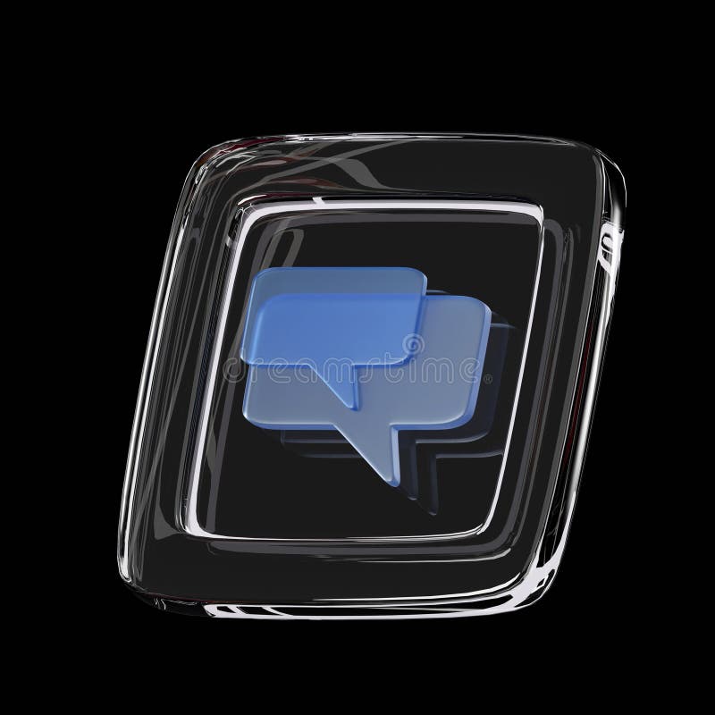 3D Render Text Box Icon for Smartphone Ui with Clear Glass Design ...