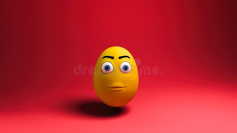 3d Render Three Yellow Cartoon Character Easter Egg Rabbit on Red ...