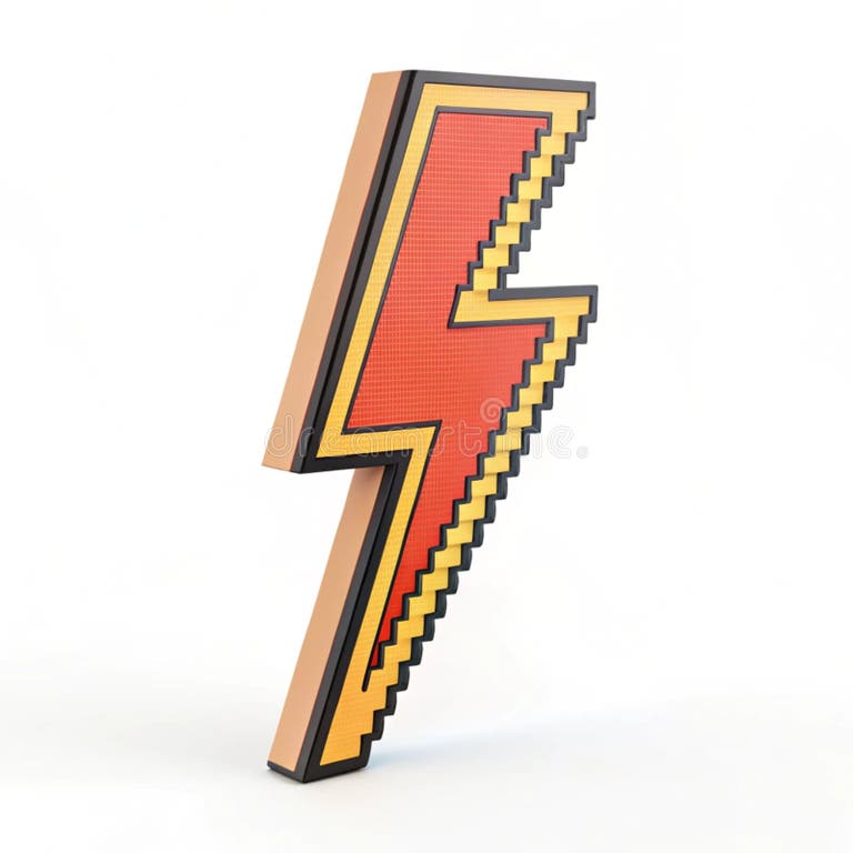 3D Render of Thunder Pixel Art Isolated on Transparent Background Stock ...