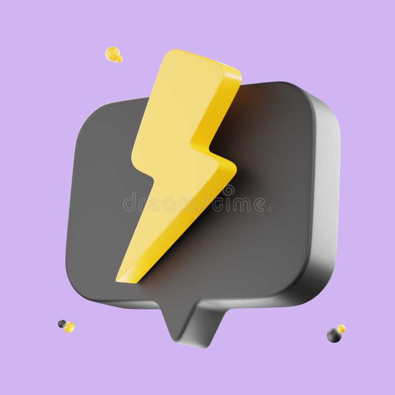 3D Render Thunderbolt Icon, Flash Lightning, Danger, and Power Stock ...