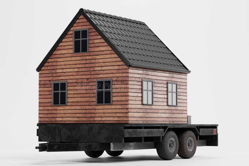 3D Render of Tiny House stock illustration. Illustration of cargo ...