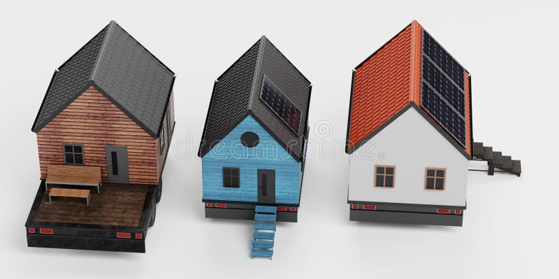 3D Render of Tiny Houses stock illustration. Illustration of platform ...