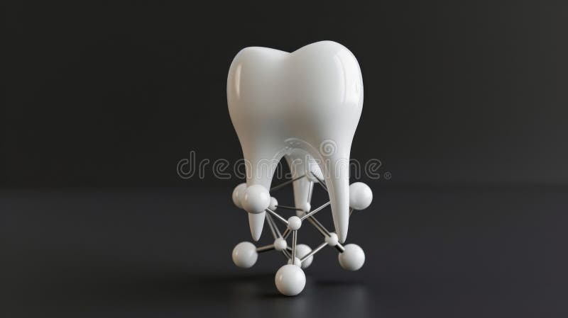 3D Render of Tooth with Advanced Molecular Connection Technology Stock ...