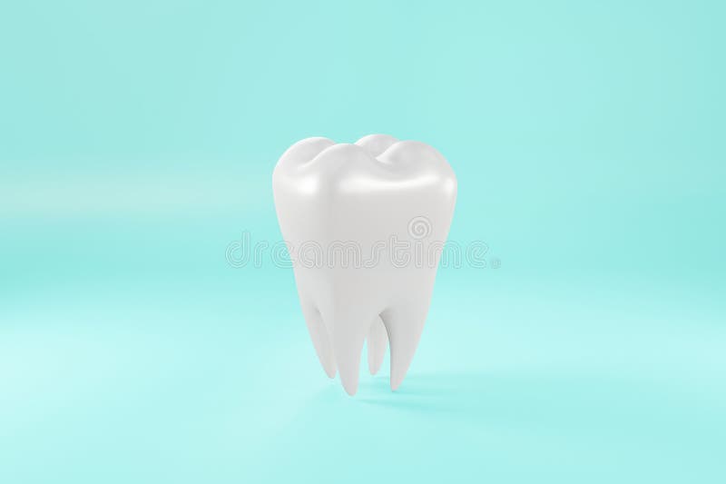 3d Render of Tooth on Blue Studio Background. Illustration Minimal ...