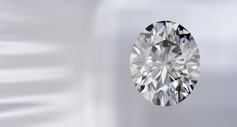 Top View of Oval Diamond Floating on White Fabric As Background. Stock ...