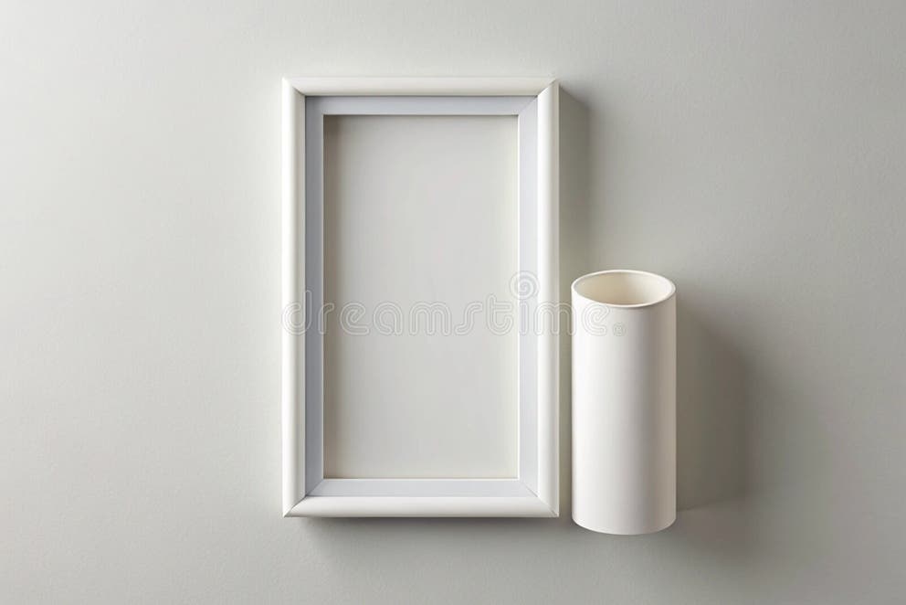 3D Render Top View of White Blank Cylinder Frame Stock Illustration ...