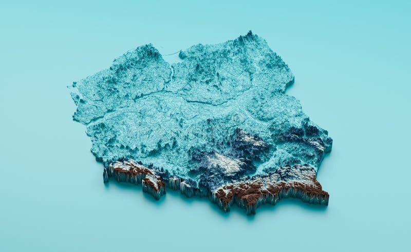 3D Render of Topographic Poland Map Hypsometric Elevation Tint Spectral ... 3D Render of Topographic Poland Map Hypsometric Elevation Tint Spectral ...