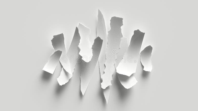 3d Render, Torn Blank Paper Pieces Isolated on White Background ...