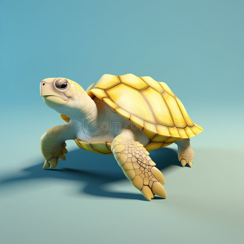 3D Render of a Tortoise Isolated on Blue Background with Shadow Stock ...