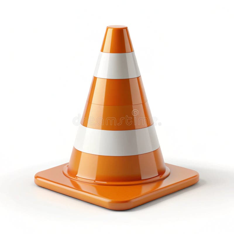 3D Render Traffic Cone Icon Isolated on White Background Stock ...
